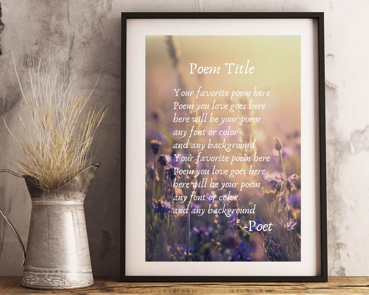 Poem Print Poem print custom Framed poem print Custom Poem Custom sign ...
